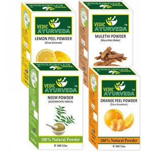 VEDICAYURVEDA Lemon peel,Orange peel,Multani Mitti & Neem Powder For ...