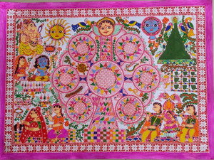 MITHILA HUNAR MITHILA PAINTING KOHBAR Acrylic 30 inch x 22 inch ...