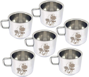 bartan hub Pack of 6 Steel Double walled Tea Cup Set of 6 (stainless ...