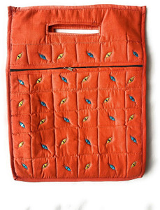 Buy NavRup Handworks Men & Women Orange Handbag Orange Machine Work ...