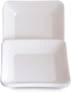 SAURA Gourmet Square Snacks Plate- Small- 12 Pieces Set (White) Half ...