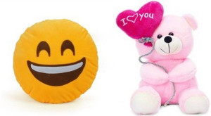 Mishka Toys stuffed Smiley cushion 35cm-Laughing Smiley with Ballon ...