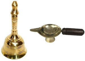 Adhvik Combo Of Round Head Pooja Puja ( 1 No ) Bell Ghanti With (2 No ...