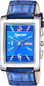 specter Blue Day & Date Dial With Leather Strap Watch For Mens & Boys ...