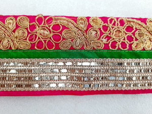 GSP FASHION COPPER ZARI CODING WORK LACE DARK PINK COPPER GOLDEN JARI ...