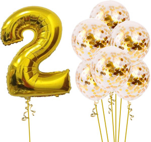 Flipkart.com | Party Propz Printed Number 2 Golden Foil Balloon with ...