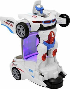 TESSE Sports Car Toy with Convertible Robot (White) - Sports Car Toy ...