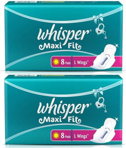 Whisper Maxi Fit L-Wing Sanitary Pad (8+8 Count) Sanitary Pad | Buy ...