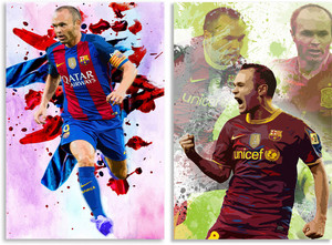 Andres Iniesta Collage Oil Painting Footballer Poster Inspirational ...