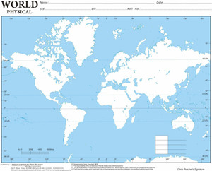 Practice Map World Physical Map Paper Print - Educational posters in ...