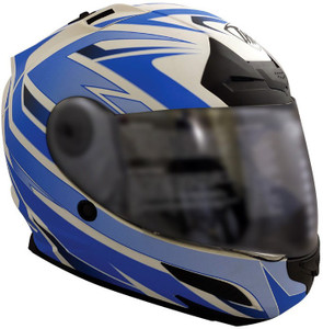 THH HELMETS Tron Full Face Double Shield Helmet (White/Blue, Matt ...
