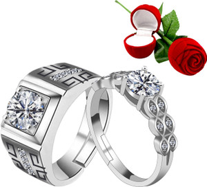 SILVER SHINE Couple ring For Lover Silver Plated Adjustable Couple Ring ...