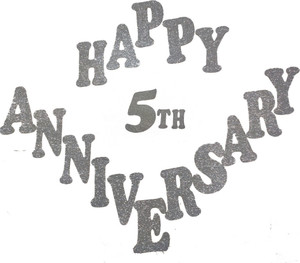 Shikhs Design 27 cm 5th Happy Anniversary Banner 19 Alphabets Silver ...