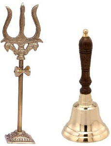 Adhvik Combo of Trishul Statue With Square Stand And Round Head Wooden ...