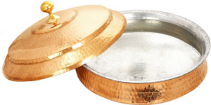 IndianArtVilla Pure Copper Hammered Lagan With Lid, Handi Chaffing Dish ...