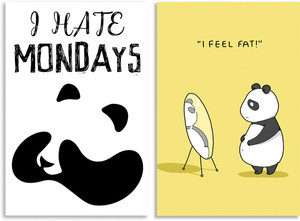 Combo Set of 2 Poster The Panda Is Feeling Fat & upset Panda Poster ...