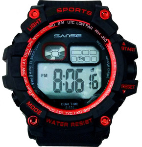 sanse Sanse Digital Black and Red Dial Black Strap Watch for Men ...