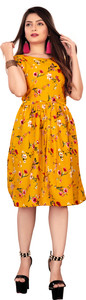 maruti fab Women A-line Yellow Dress - Buy maruti fab Women A-line ...