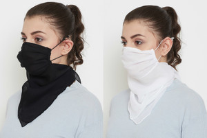 Chrome & Coral Double Layer Multi Purpose Scarf Cum Mask Washable ...