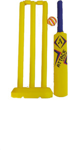 ATTACK CRICKET BAT BALL WICKET SET YELLOW COLOUR Cricket Kit - Buy ...