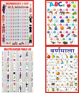 voorkoms 30.48 cm Number ABCD Multiplication tables varmala combo Wall ...