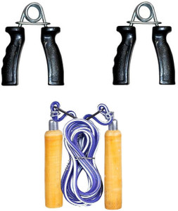 Care fit PRO Wooden Exercise Skipping Rope &1 PAIR PVC HAND GRIP COMBO ...