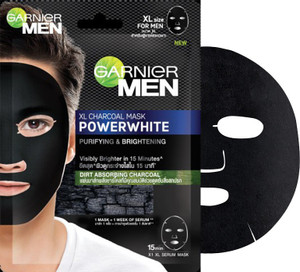 Garnier Men Sheet Mask, PowerWhite XL Charcoal Mask, Purifying and ...