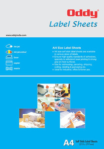 Oddy ST-1A4100 ( 1 LABEL OF A4 SIZE PER SHEET) PACK OF 100 SELF ...