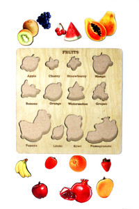 CSEL Premium Wooden Multi-color Fruit Puzzle Learning Toys Educational ...