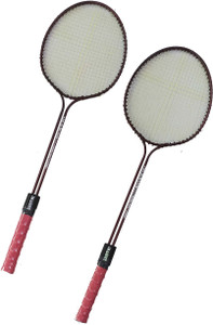 Image BADMINTON RACKET DOUBLE SHAFT MAROON 2 PIECE PACK Maroon Strung ...