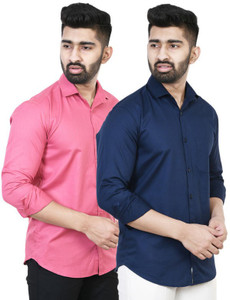 BLUE MARTIN Men Solid Casual Blue, Pink Shirt - Buy BLUE MARTIN Men ...