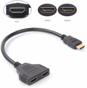 RuhZa HDMI Male to Dual HDMI Female 1 to 2 Way Splitter Black HDMI ...