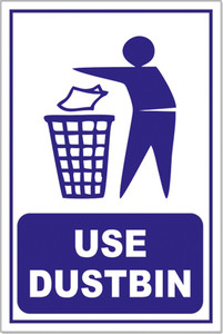 Masstone Use Dustbin Sign board 8 inch x 12 inch Emergency Sign Price ...