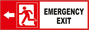 Masstone Emergency Exit Left Side Sign board 4 inch x 12 inch Emergency ...