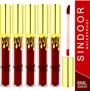 Color Diva Waterproof & Long Lasting Sindoor, Red, 6ml (S101) Pack of 5 ...