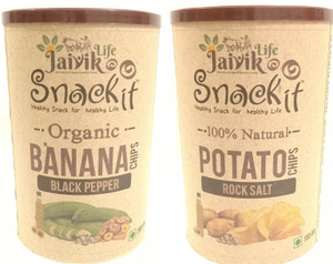 Jaiviklife Snackit Organic Banana Chips With Black Pepper, 200g and 100 ...