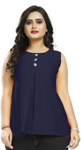 DM MART Casual Color Block Women Blue Top - Buy DM MART Casual Color ...