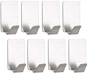 YTM 6 pcs Small Size RECTANGLE SHAPE STEEL ADHESIVE WALL HOOKS MINI FOR ...