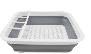 TOPHAVEN Dish Drainer Kitchen Rack Plastic Multi-Function Foldable Disk ...
