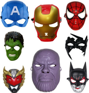 KAKU FANCY DRESSES Superhero Face of Hulk + Spider + Ironman for Kids ...