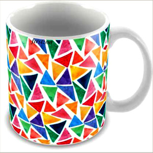 FIRSTZON Triangle angle shape printed white ceramic coffee and tea mug ...