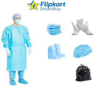 Flipkart SmartBuy PPE Kit 90 GSM (Full Body) Blue Safety Jacket (BLUE ...