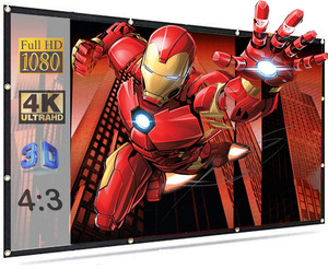 Moiz 84 Inch Projector Screen (Foldable) 6 x 4 Feet 4:3 Ratio 3D UHD ...