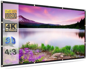 MOIZ 84 Inch Projector Screen (Foldable) 6 x 4 Feet 4:3 Ratio 3D UHD ...