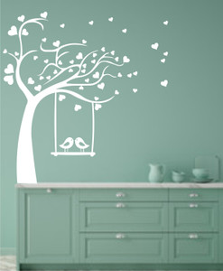 Suman Wall Sticker 59 cm tree with birds wall sticker Self Adhesive ...