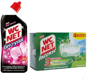 WC NET Gel Crystal-Pink Flowers Scent-750ml & Rim Block- Mountain Fresh ...