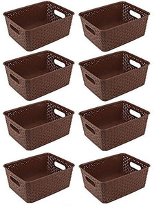 Xllent Plastic Brown Color Baskets for Storage (Set Of 8 Pieces) Brown ...