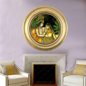 GLOBAL GRAPHICS 56 cm Radha Krishna Wallposter/paper Round Shape Radha ...