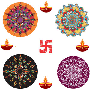 Devil designs 30 cm Floral Rangoli Combo Sticker for Diwali Devil ...