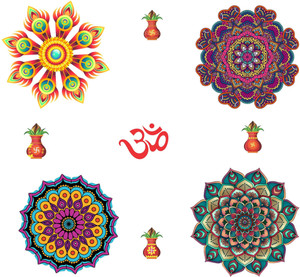 Devil designs 30 cm Floral Rangoli Combo Sticker for Diwali with ...